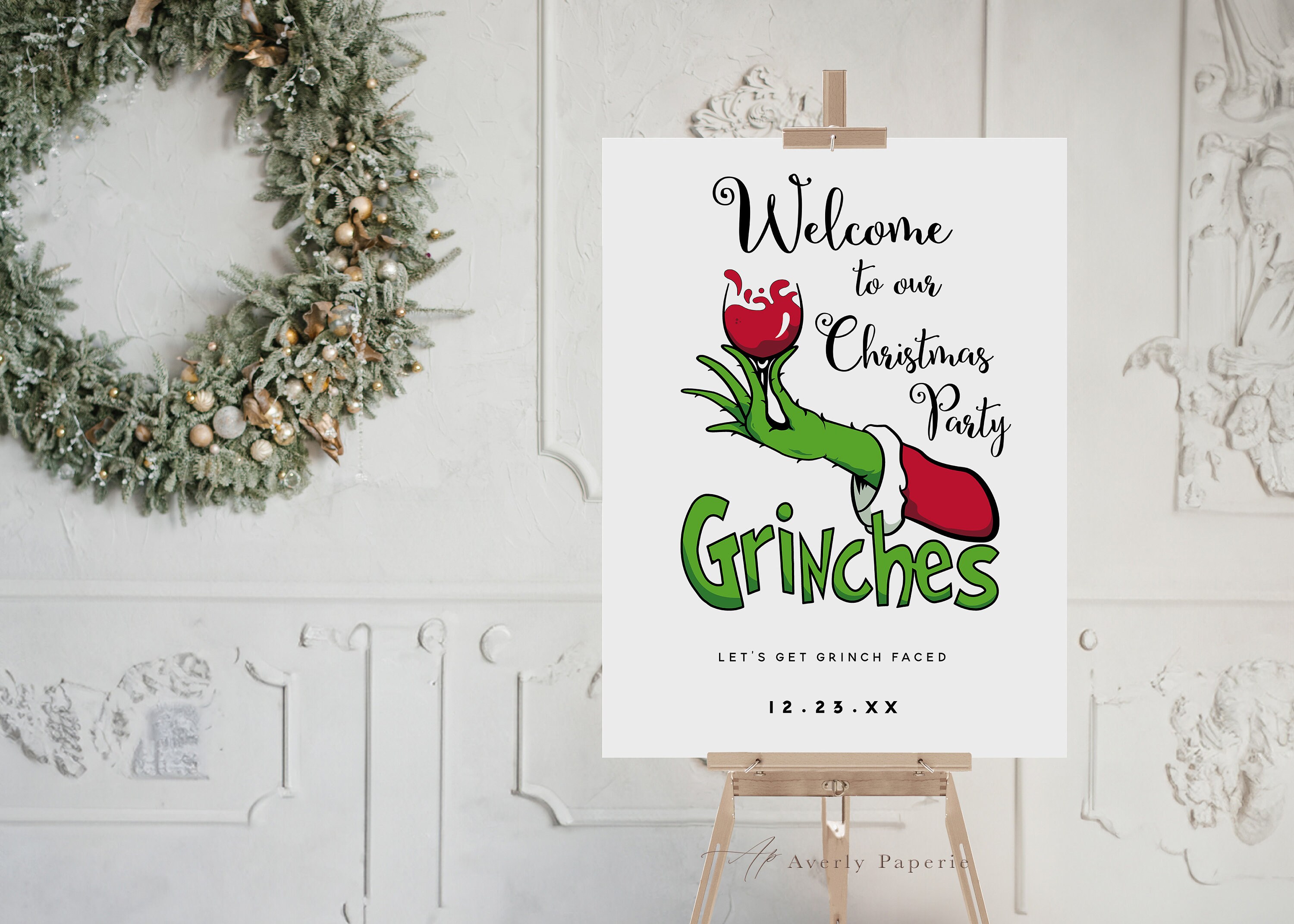 Funny Christmas Welcome Sign Template, Let's Drink up Grinches Welcome ...