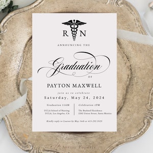 Nurse Graduation Party Invitation, Printable RN Graduation Announcement ...