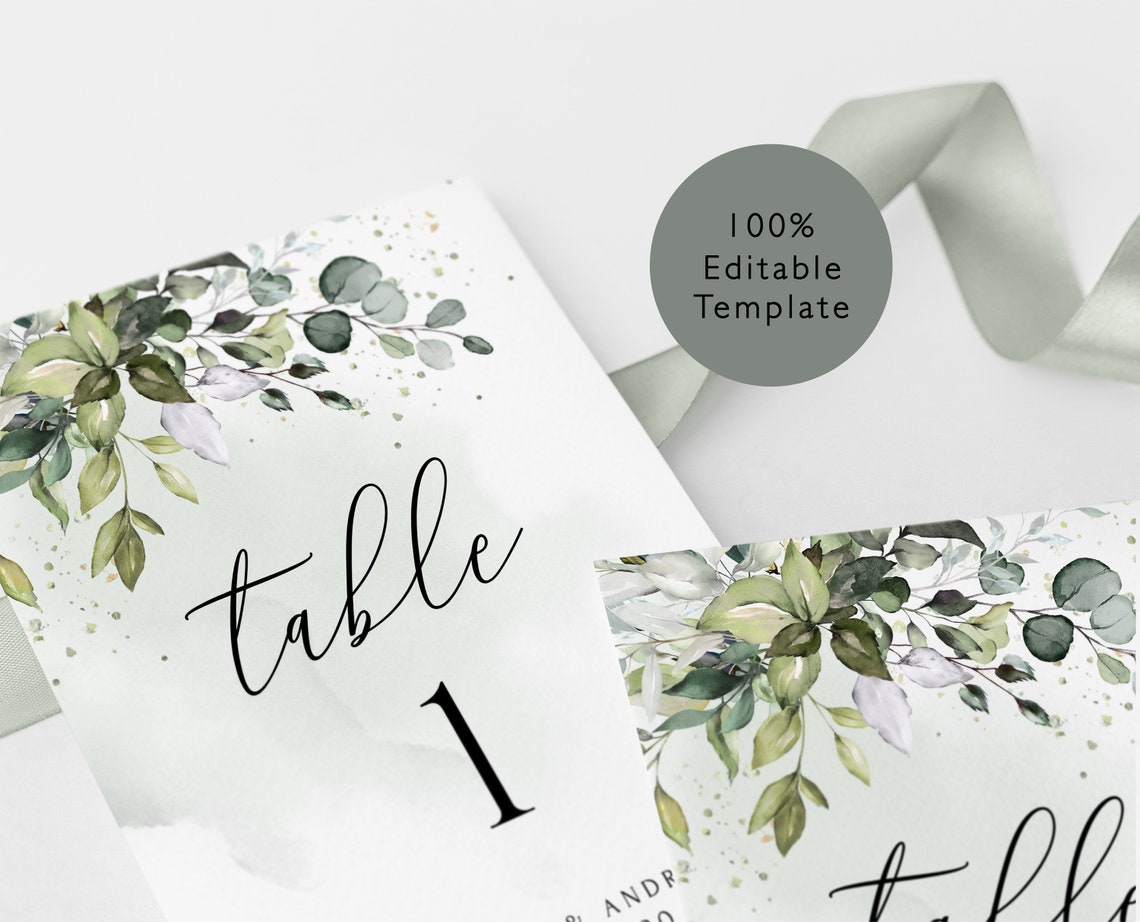 Eucalyptus Table Numbers in 2 Sizes 4x6 5x7 - Etsy