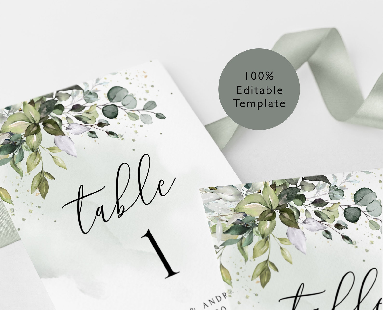 Eucalyptus Table Numbers in 2 Sizes (4x6" + 5x7") • INSTANT DOWNLOAD ...