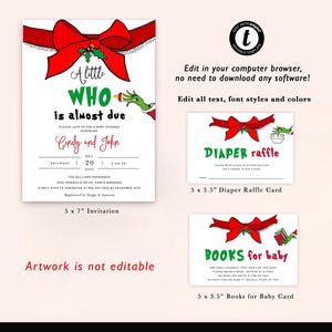 Editable Christmas Baby Shower Invitation, A Little Who is Almost Due ...