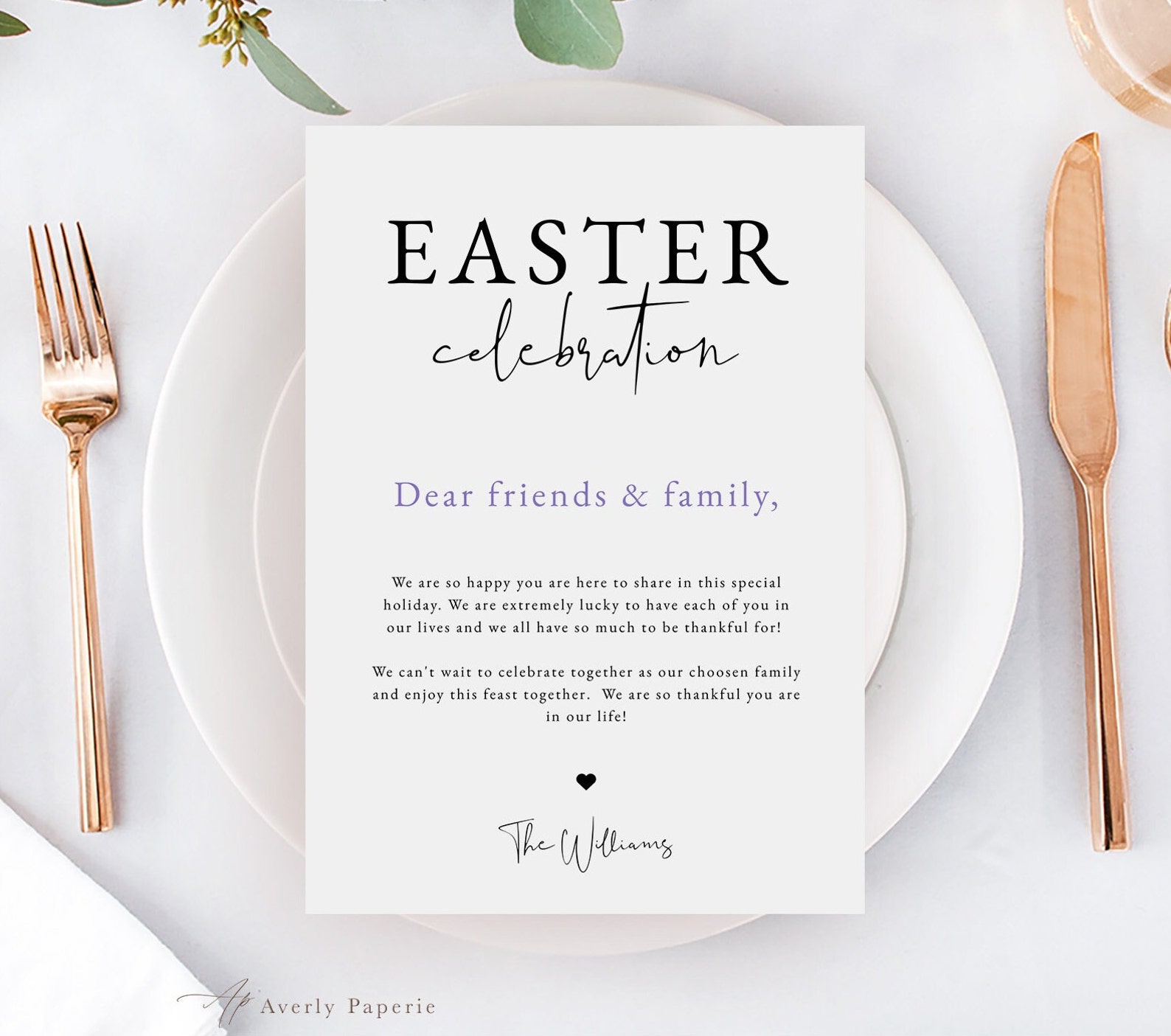 Easter Celebration Welcome Card Template, Easter Sunday Table ...