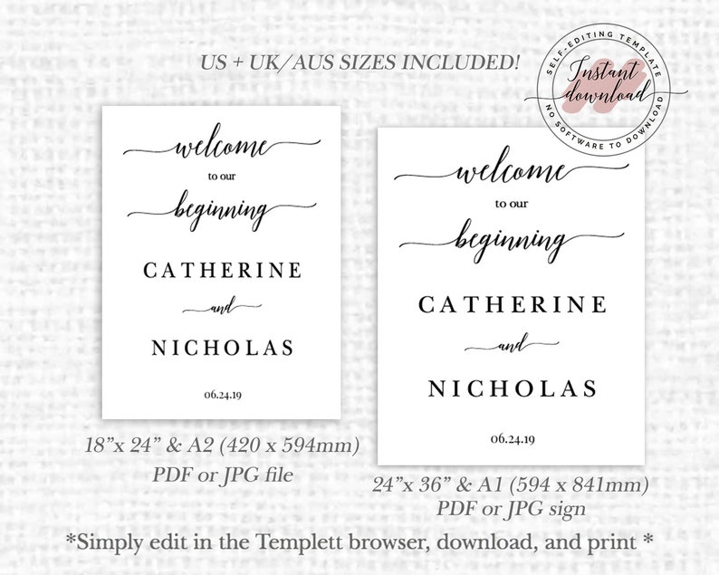 Welcome to Our Wedding Sign Printable Our Beginning Sign - Etsy