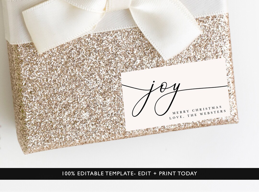 Simple Holiday Gift Tags, Editable Christmas Gift Tag Printable Set of ...