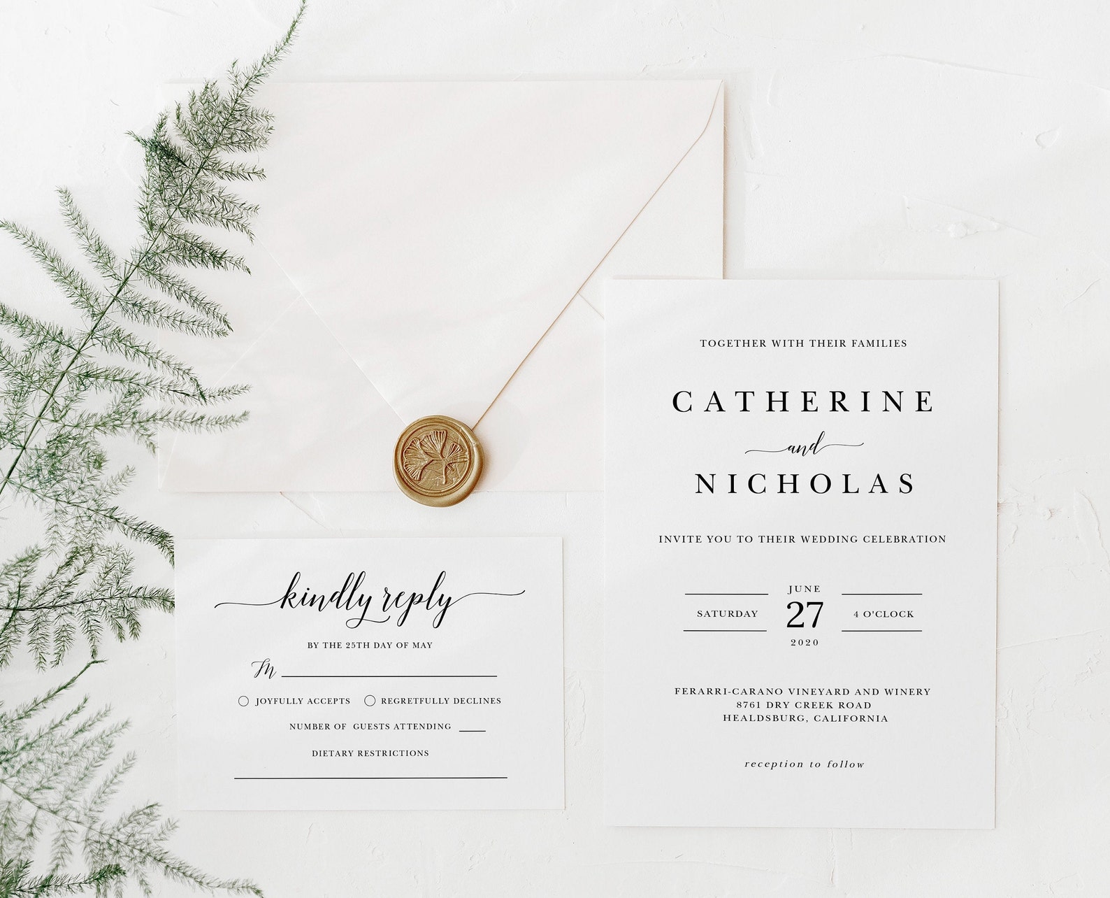 Minimalist Wedding Invitation INSTANT DOWNLOAD Wedding | Etsy