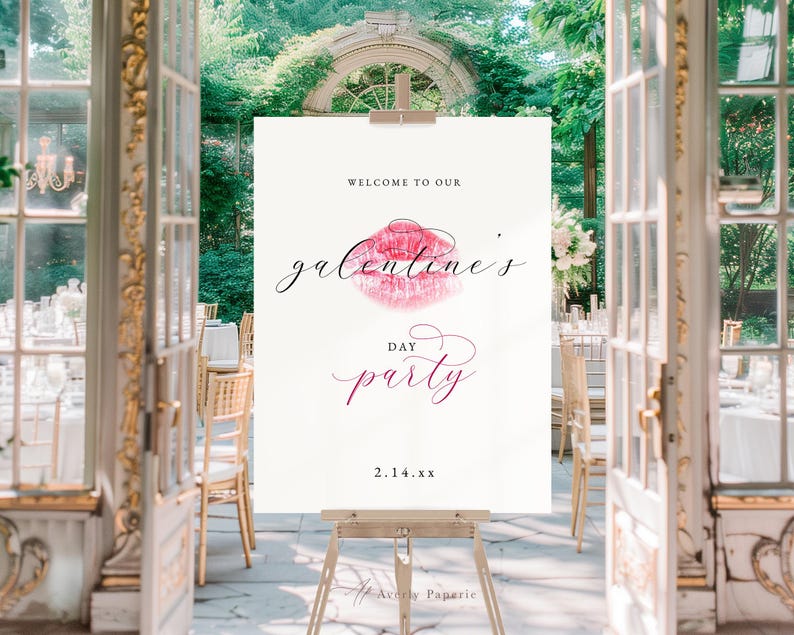 Galentine's Day Welcome Sign Template, Ladies Valentines Day Party Sign ...