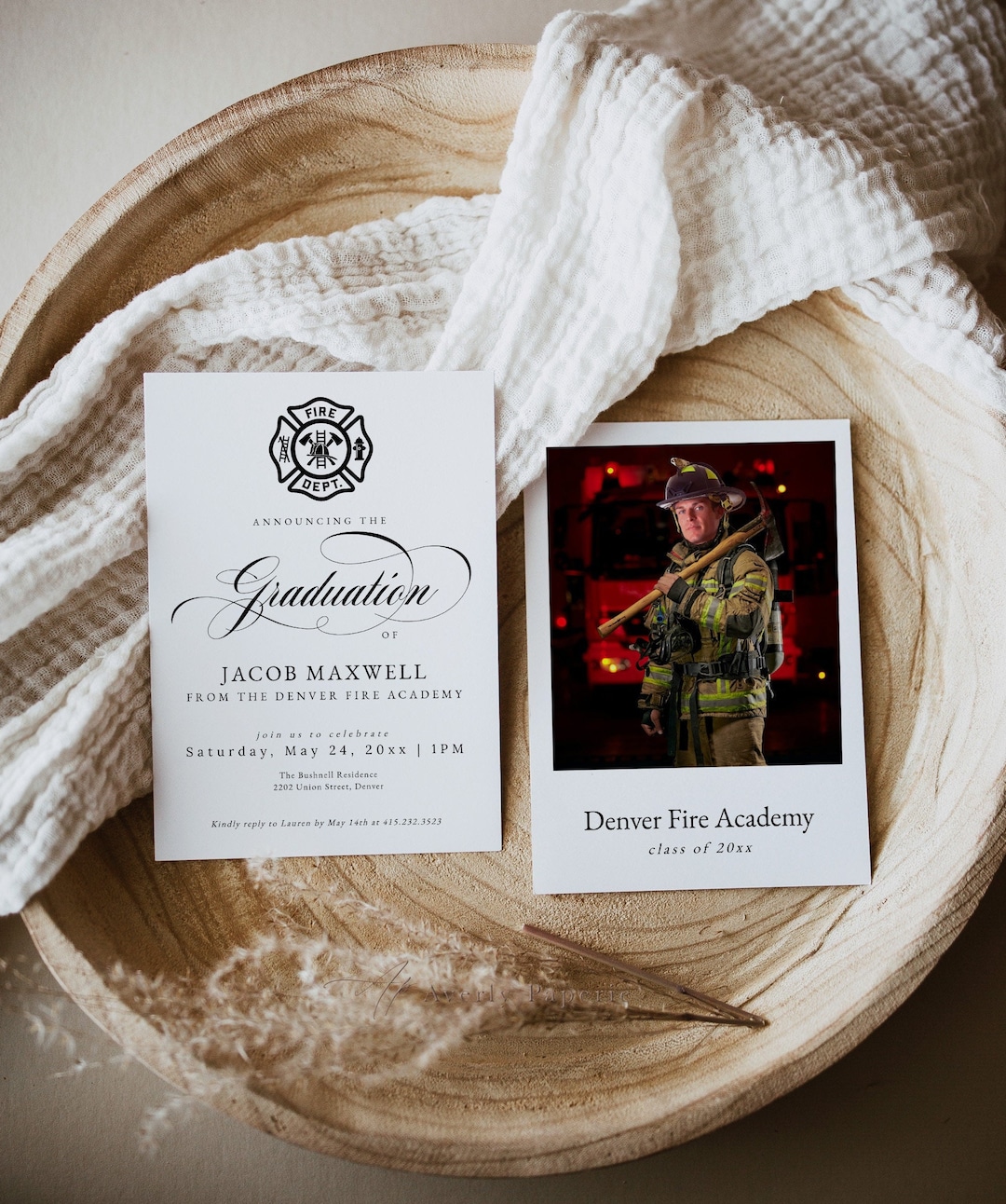 Fireman Graduation Party Invitation, Printable Firefighter Graduation ...