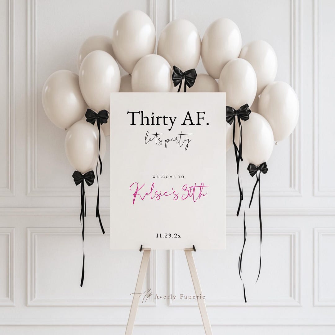 Thirty AF Birthday Party Welcome Sign Template, Funny Thirtieth ...