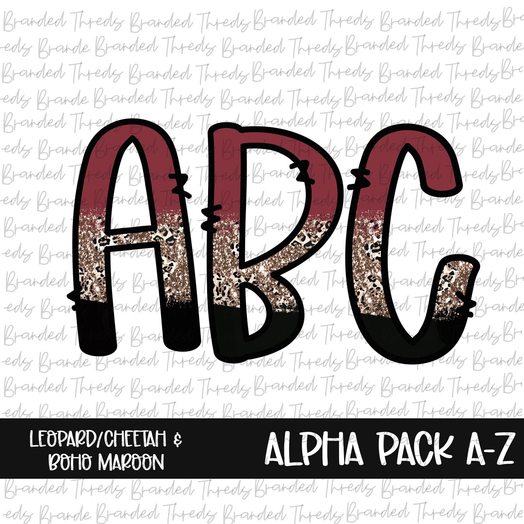Leopard Alphabet, Printable Font, Alpha Pack, PNG File for Sublimation ...