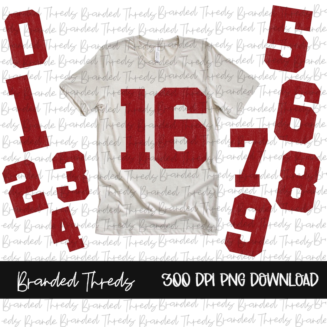 VARSITY Distressed Numbers, Printable Number, PNG File for Sublimation ...