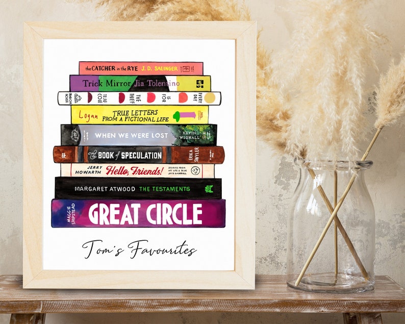 Custom Book Painting Book Stack Art Gift for Book Lovers - Etsy