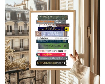 Custom Book Stack Art Print Digital - Etsy