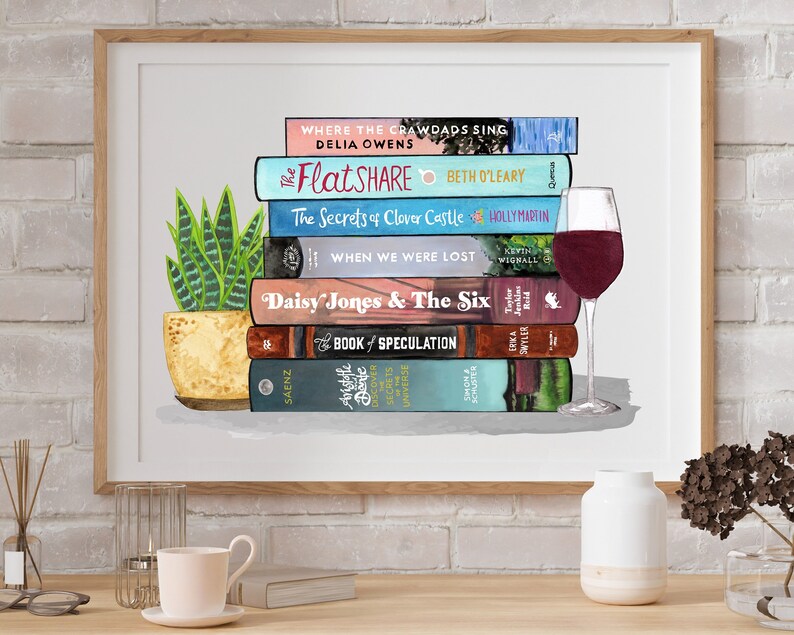 Book Spine Art Personalised Book Stack Digital Print Gift - Etsy