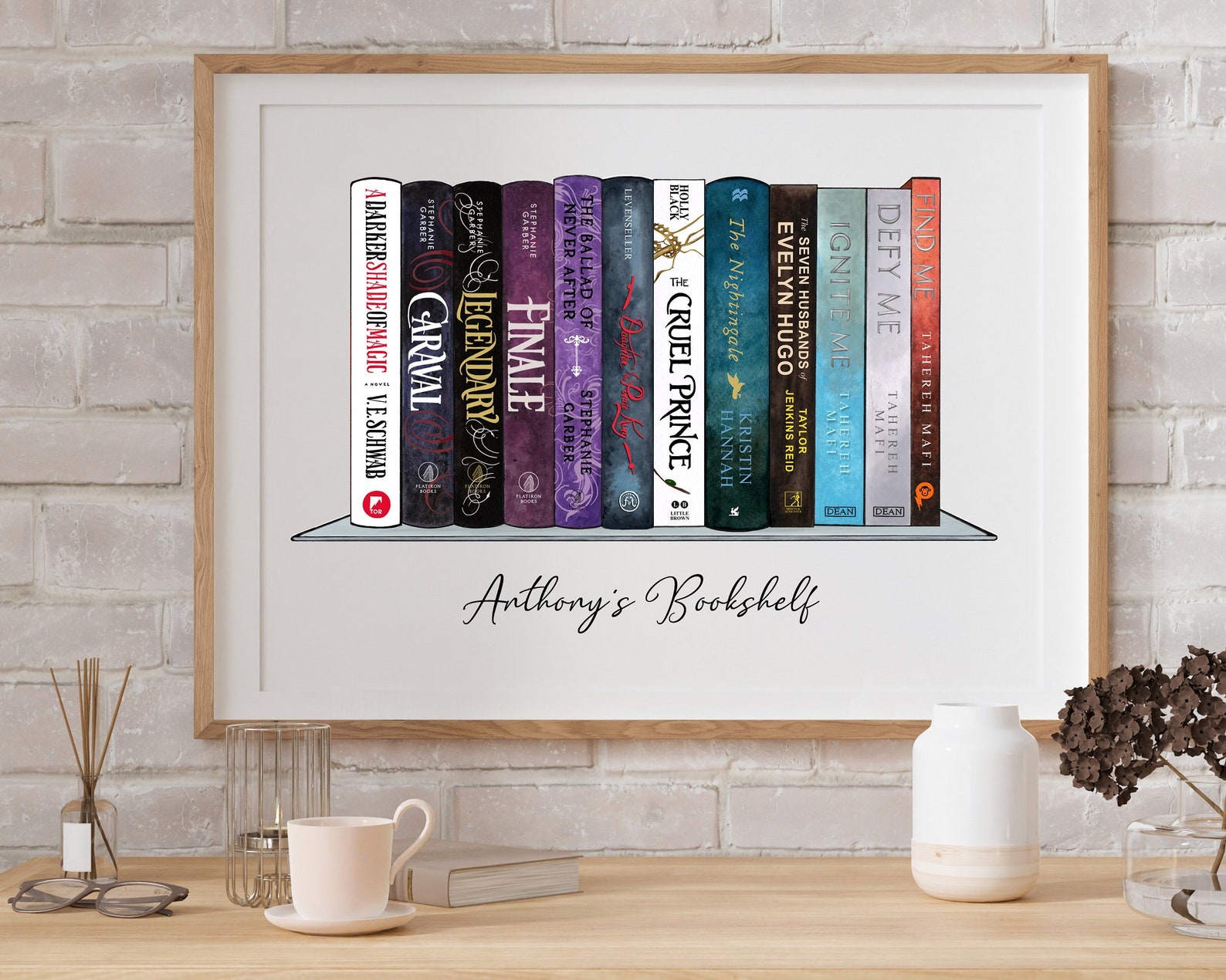 Book Spine Art Personalised Book Stack Digital Print Gift - Etsy