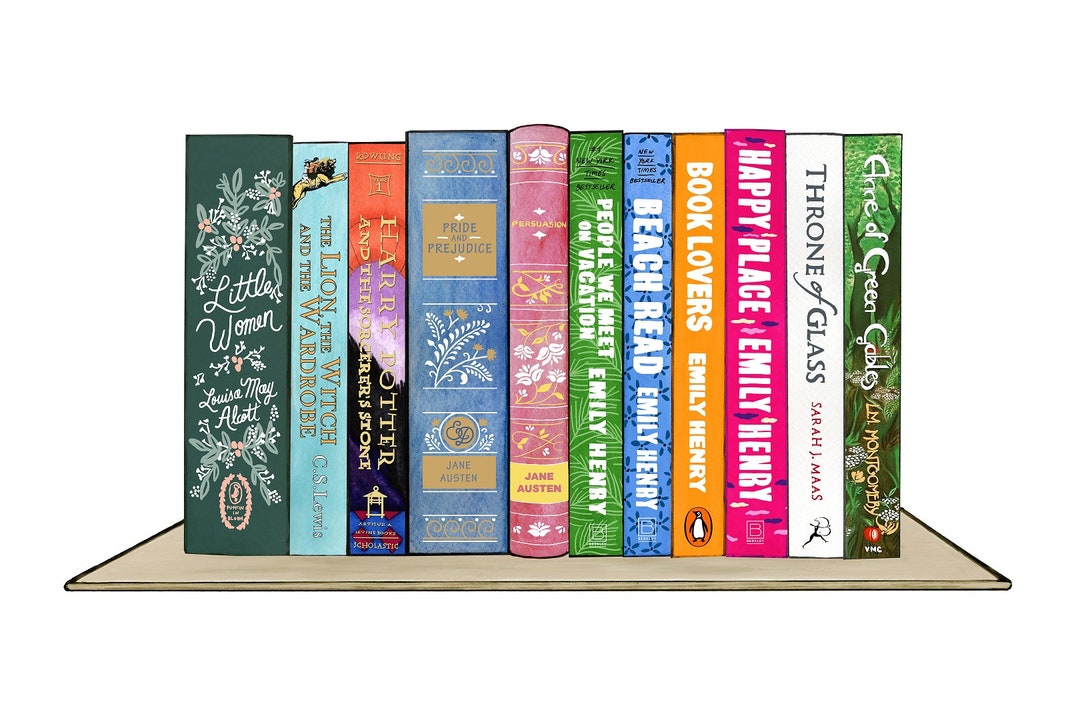 Book Spine Art: Custom Bookshelf Bookish Idea, Personalised Book ...