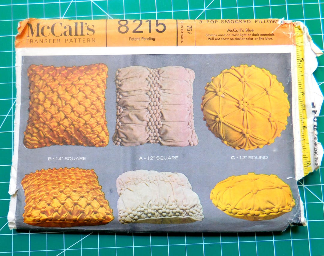 Mccalls Pattern 8215 Pop Smocked Pillow, Vintage 1966, Square & Round ...