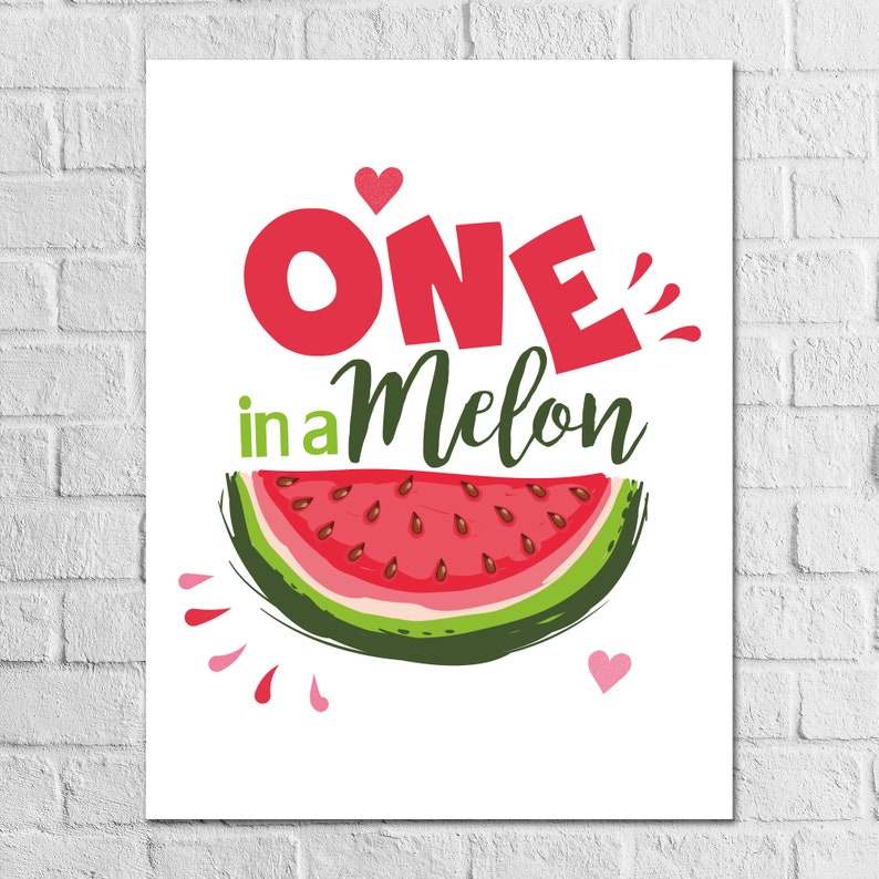One in a Melon Wall Art Printable Watermelon Poster First Birthday ...