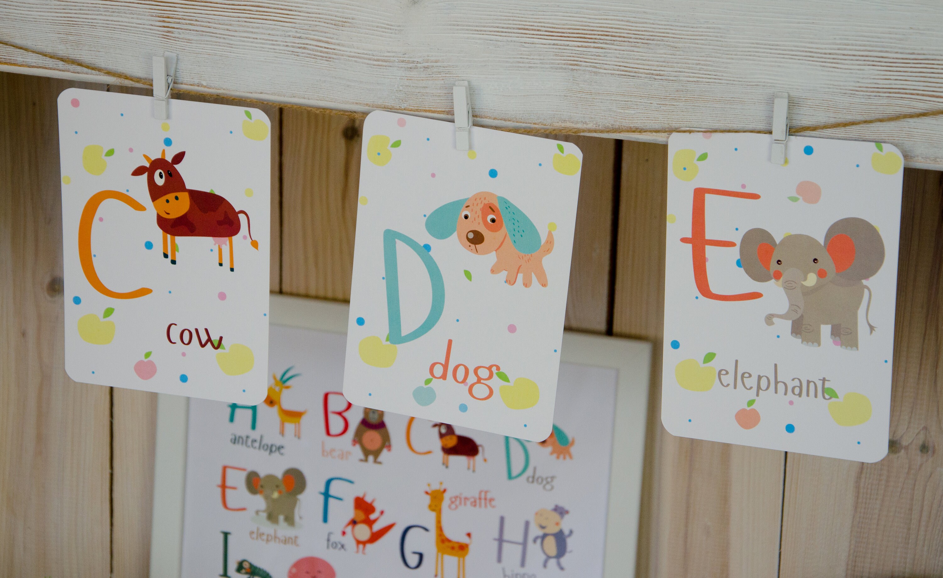 Animal Alphabet Cards Set Alphabet Game Cards Nursery Wall Alphabet Art ...