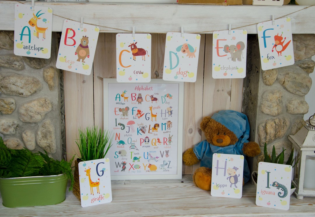 Animal Alphabet Cards Set Alphabet Game Cards Nursery Wall Alphabet Art ...