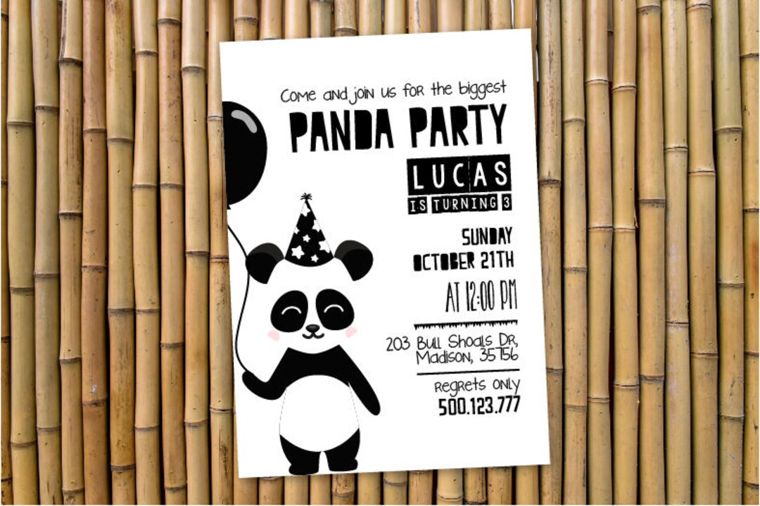 Panda Party Invitation Printable Panda Invitation Panda - Etsy