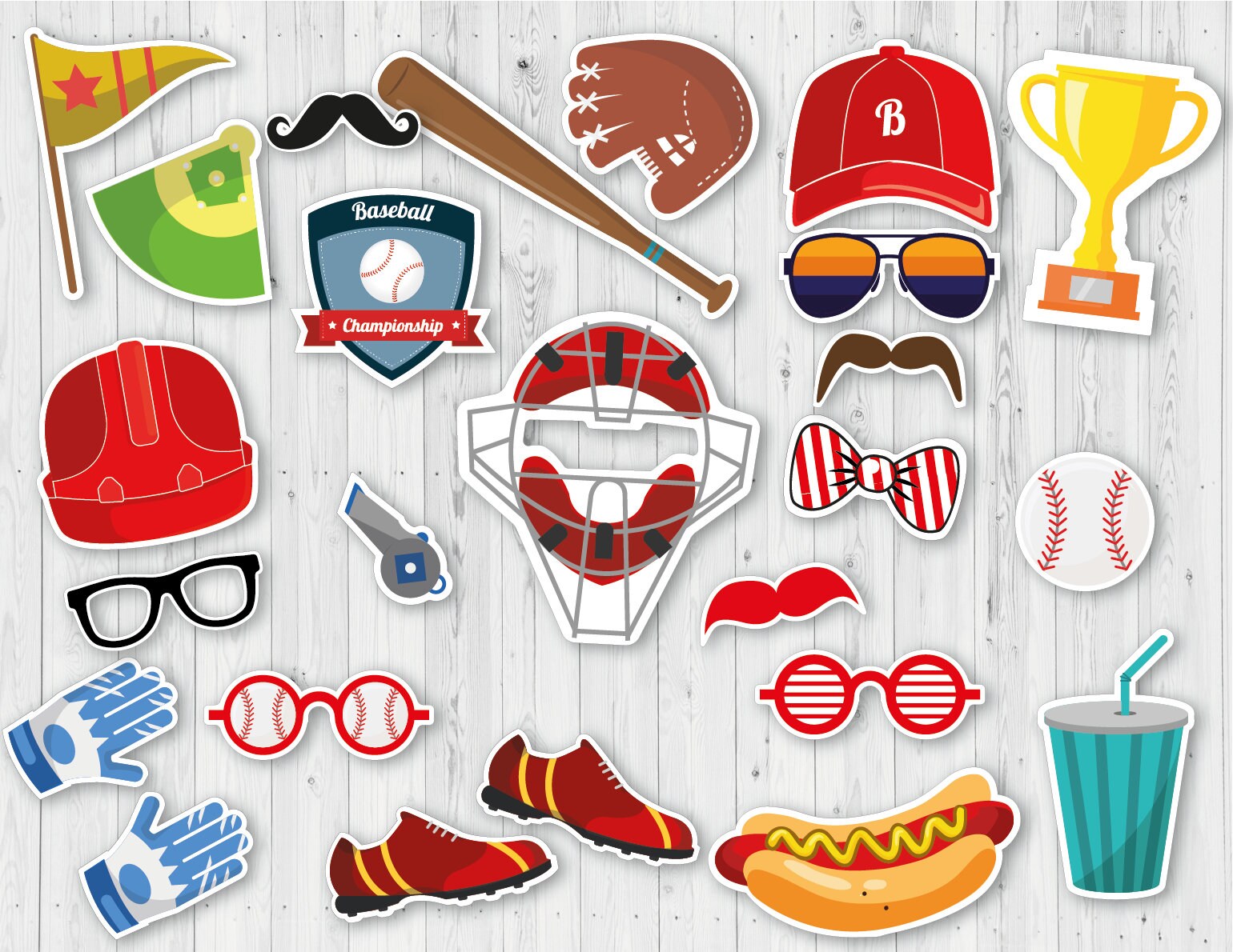 Baseball photo booth props American sport party props Baseball | Etsy
