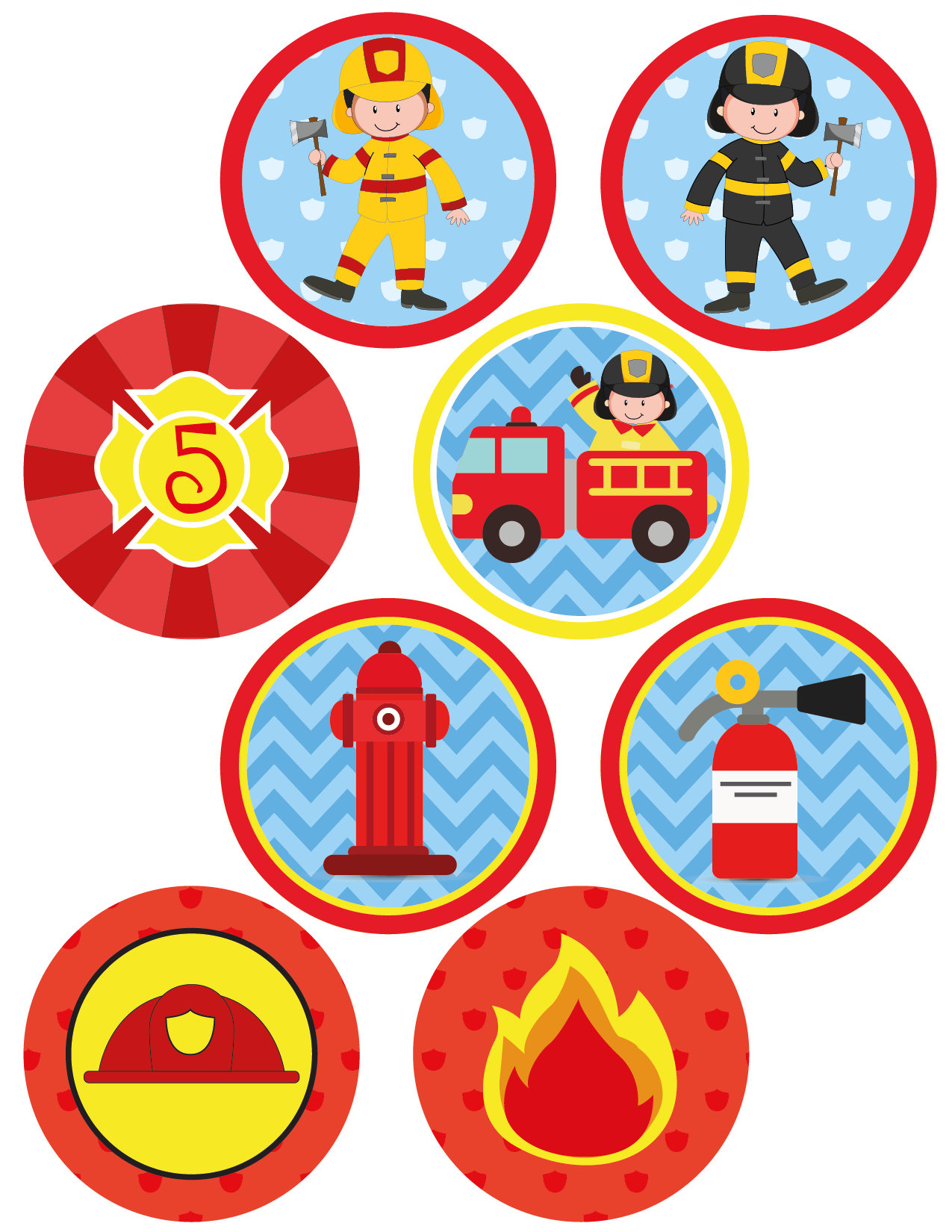 Firefighter Birthday Cake Toppers Fireman Cupcake Topper - Etsy