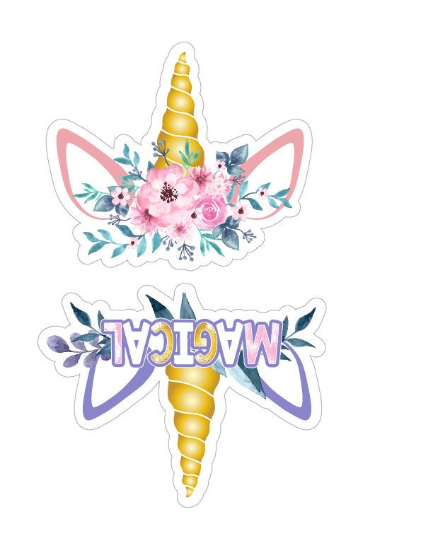 Unicorn Cake Topper Magical Unicorn Printable Toppers Unicorn Etsy