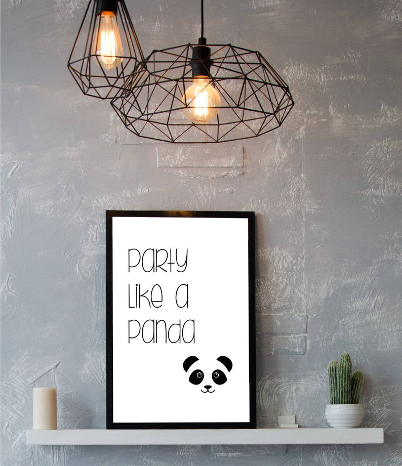 Panda Party Wall Art Printable | Panda Birthday Poster | Editable Canva ...