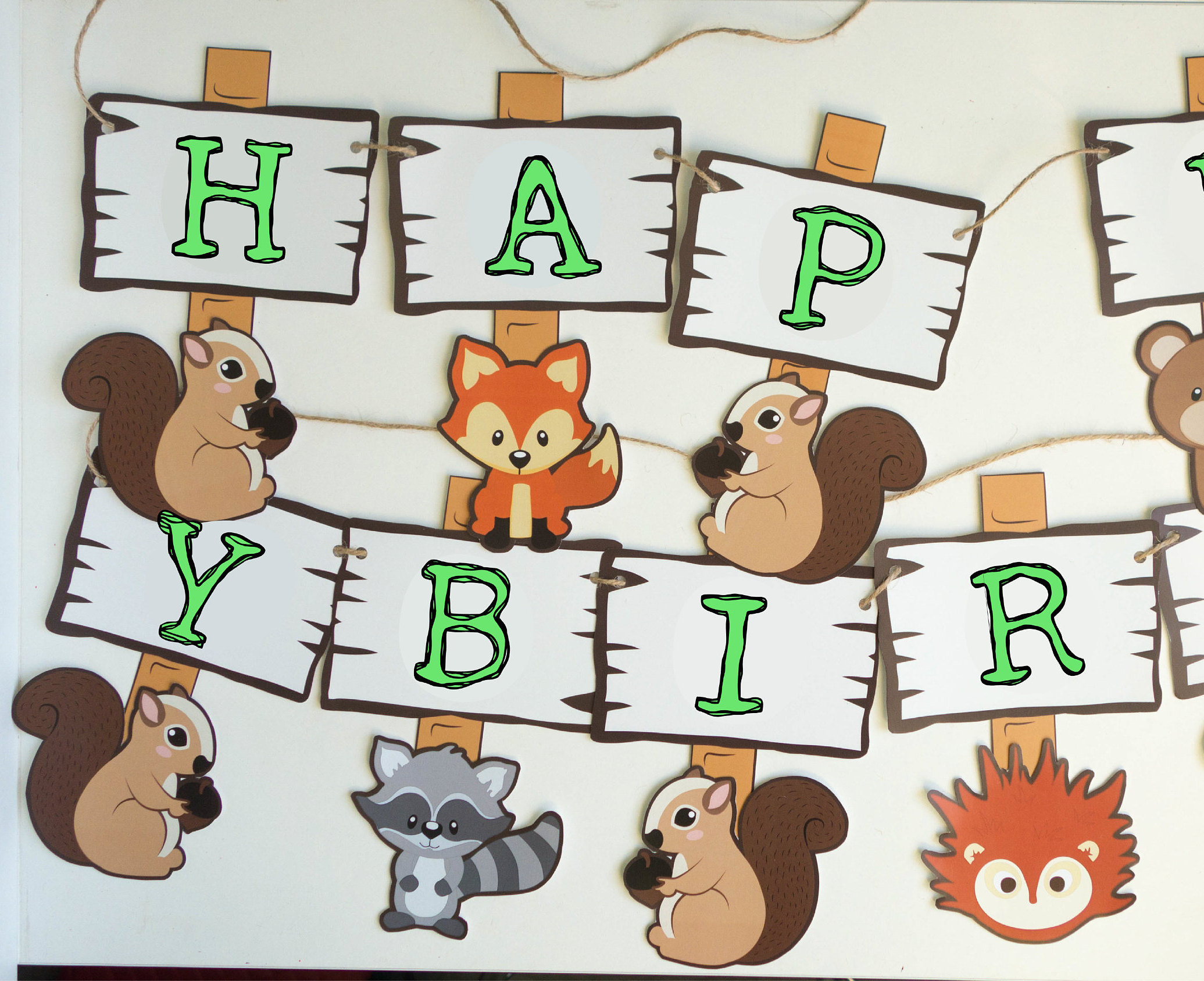 Woodland Birthday Banner Forest Animals Happy Birthday - Etsy
