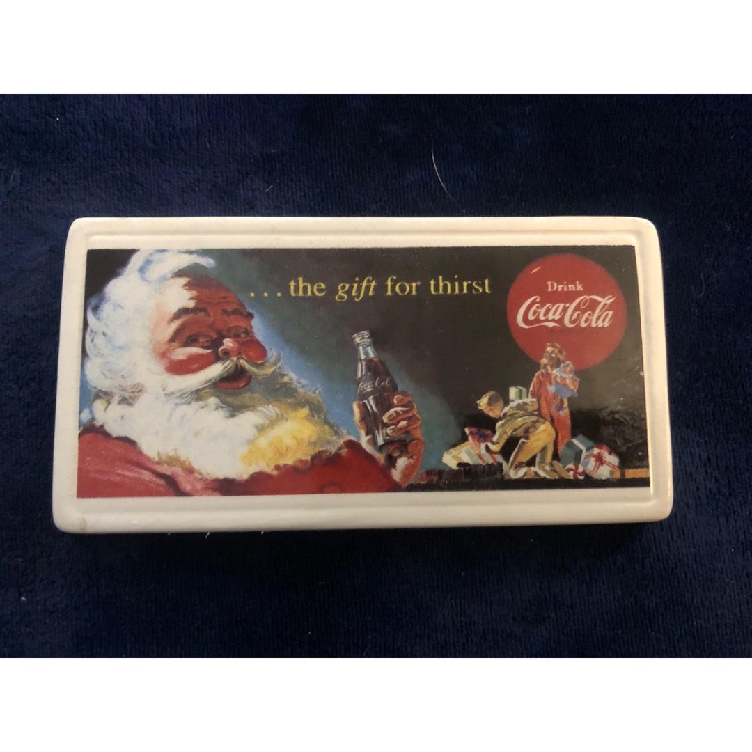 Vintage Coca-cola Dept 56 Ceramic Tile With Santa Claus "the Gift for ...
