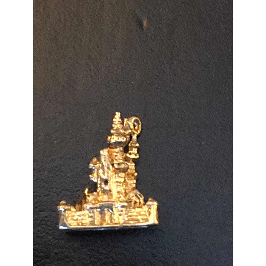 Sterling Gold Tone Disney Castle Charm Pendant - Etsy
