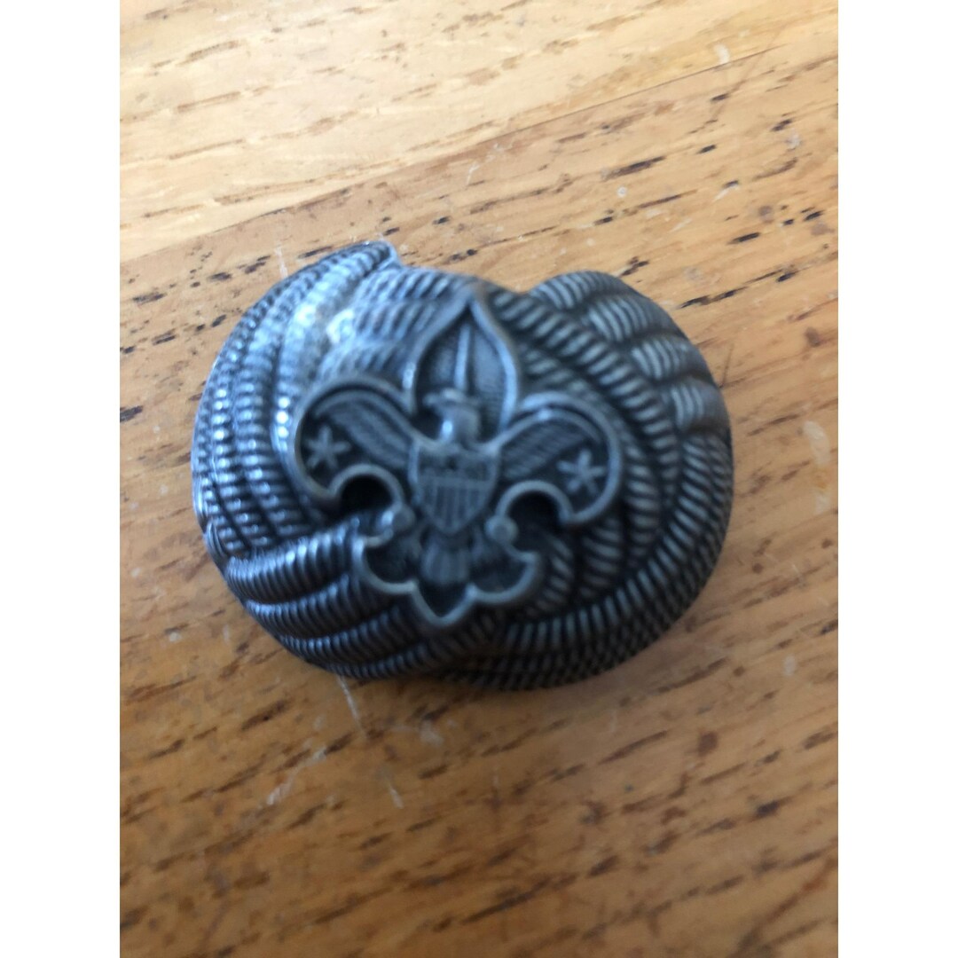 Vintage Metal Boy Scouts Fleur-de-lis Scarf Slide With Textured Rope ...
