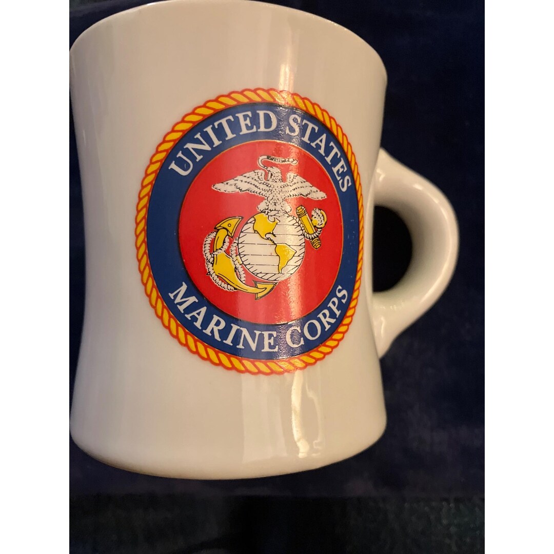 United States Marine Corps White Ceramic Diner Mug With Logo - Etsy