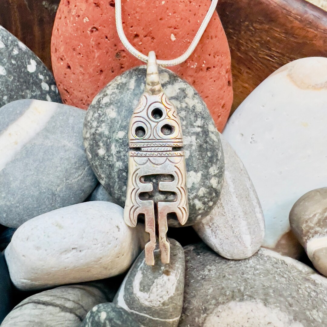 Silver (solid) Ladakhi Key Pendant & Chain (right) | Handmade in Nepal ...
