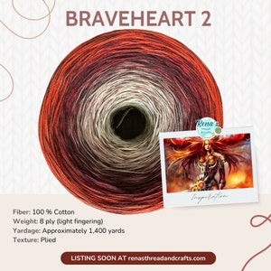 Braveheart, 8PLY Cotton Gradient Cake Yarn, Light Fingering Weight ...