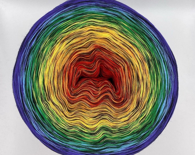 Gothic Rainbow Yarn Art, Hand Plied Soft Cotton Ombre Swirl Yarn ...