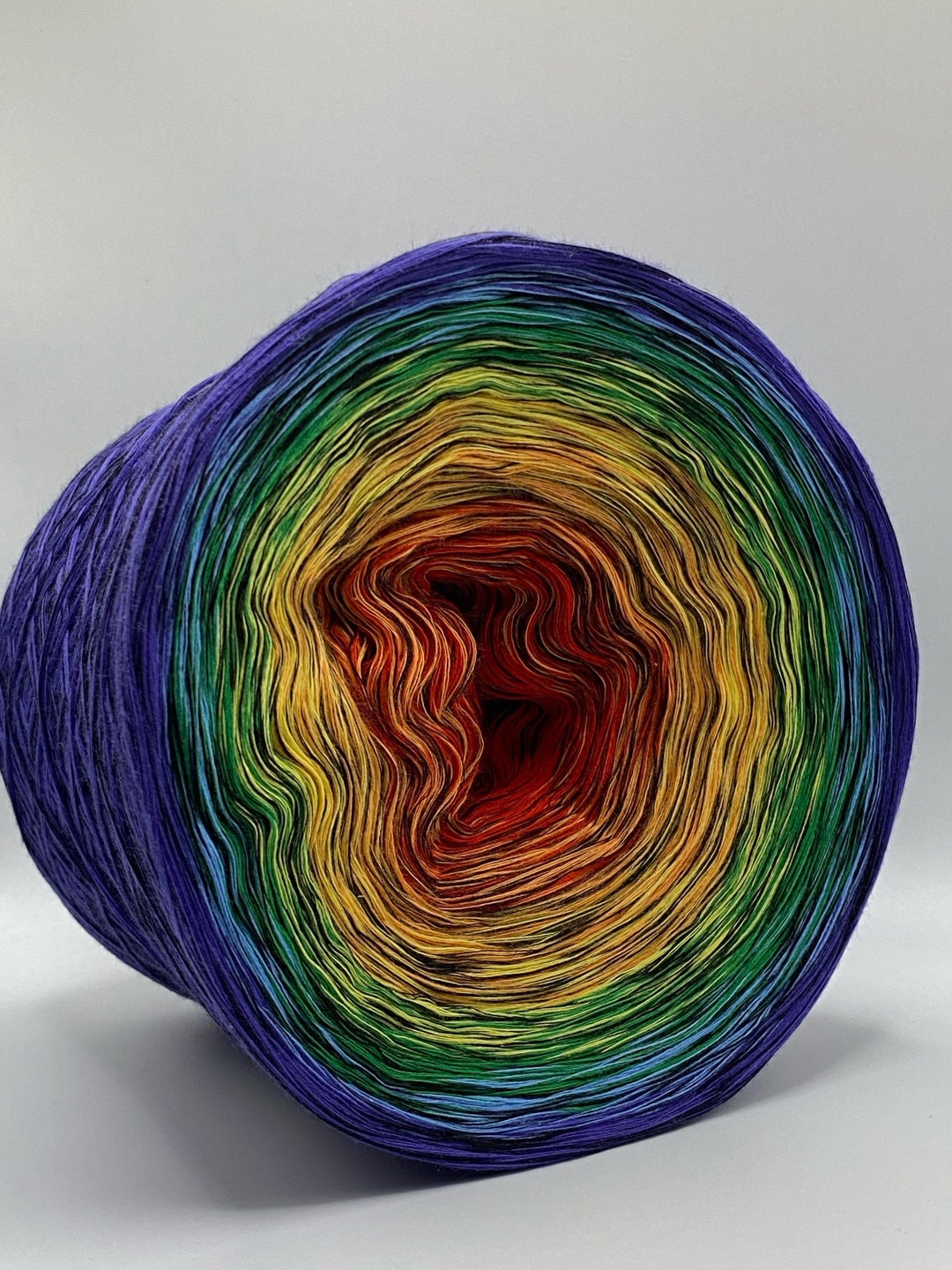 Gothic Rainbow Yarn Art, Hand Plied Soft Cotton Ombre Swirl Yarn ...