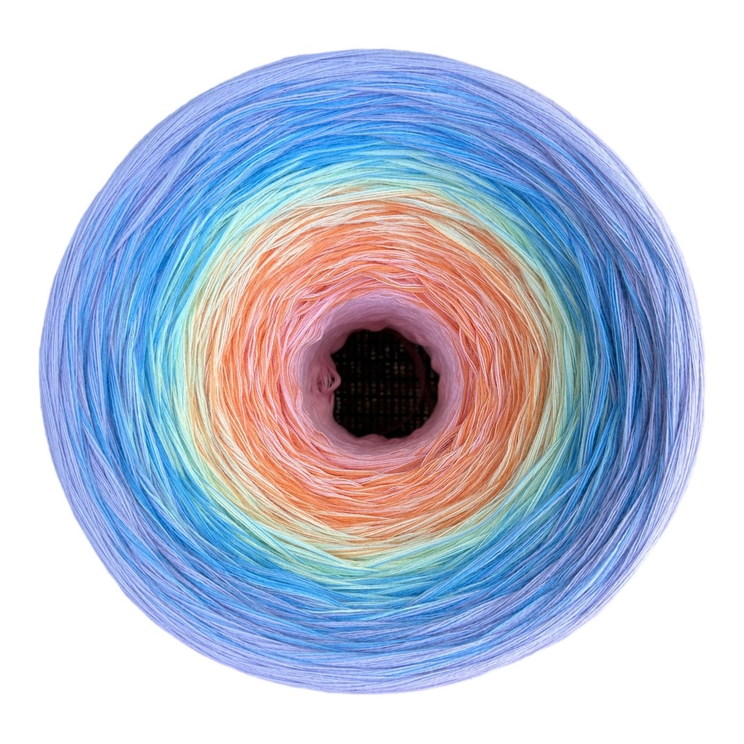 Pastel Rainbow Gradient Cotton Cake Yarn Fingering Weight 8ply Hand ...