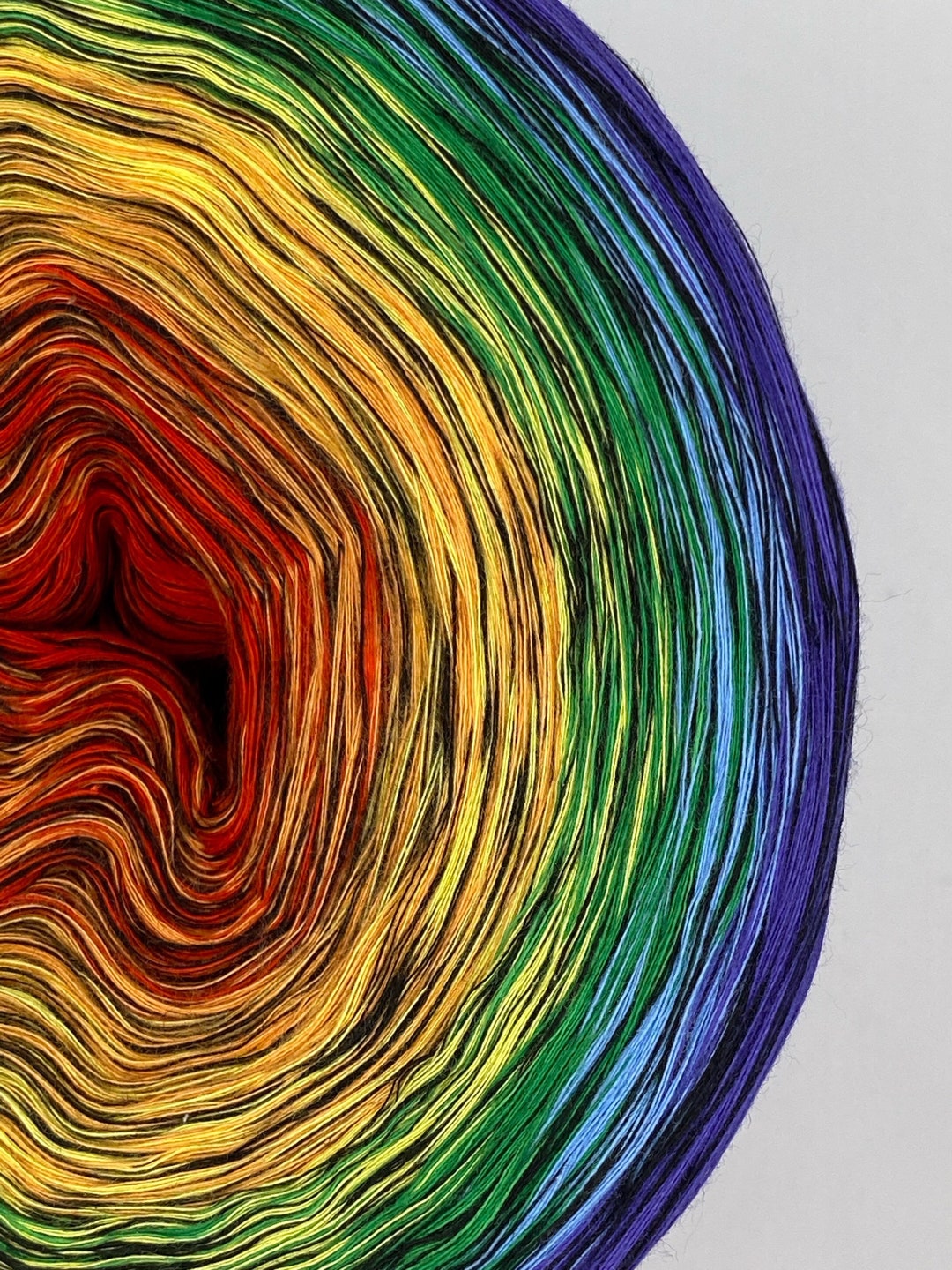 Gothic Rainbow Yarn Art, Hand Plied Soft Cotton Ombre Swirl Yarn ...