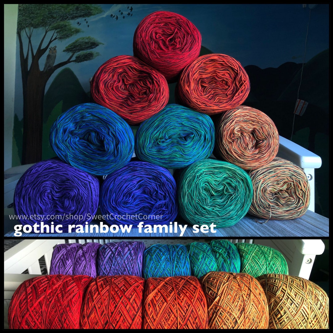 Gothic Rainbow Family Set Gradient Cake Yarn Fingering - Etsy