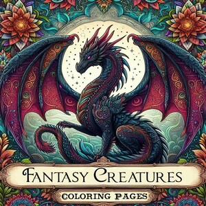Printable Fantasy Creatures Coloring Book PDF | Instant Download Pdf ...