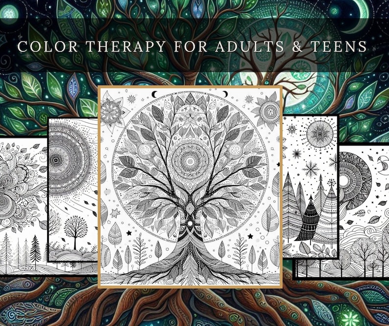 Enchanted Forest Coloring Pages | 30 Tree Mandalas for Adults | Mindful ...