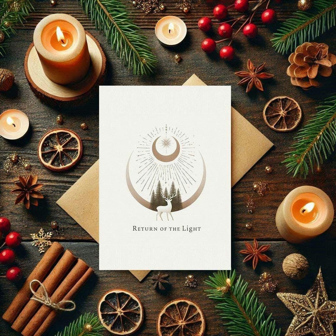Return of the Light - Yule and Pagan Winter Solstice Card - Moon and ...