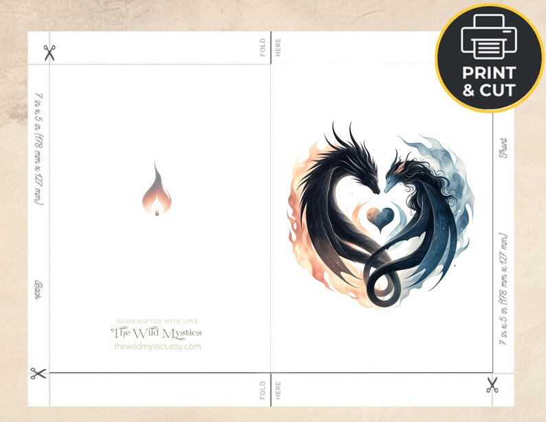 Bonded Dragons – Fantasy Love Card – Romantic Dragon Gift – Bookish ...