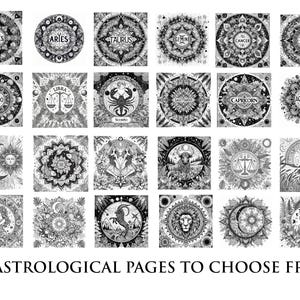 Zodiac Mandala Coloring Book PDF | 60+ Astrology Sign Pages | Mystical ...