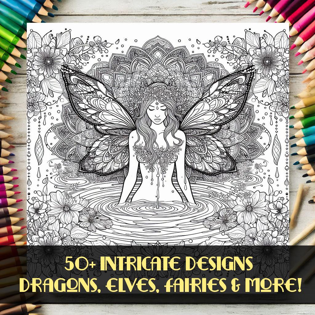 50+ Fantasy and Mythical Creatures Coloring Pages | Designs of Dragons ...