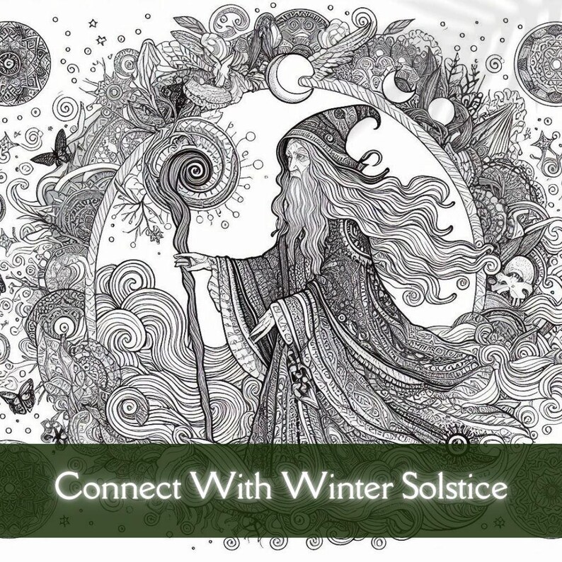 Yule Mandala Coloring Pages • Winter Solstice Pagan Designs (PDF) - Etsy