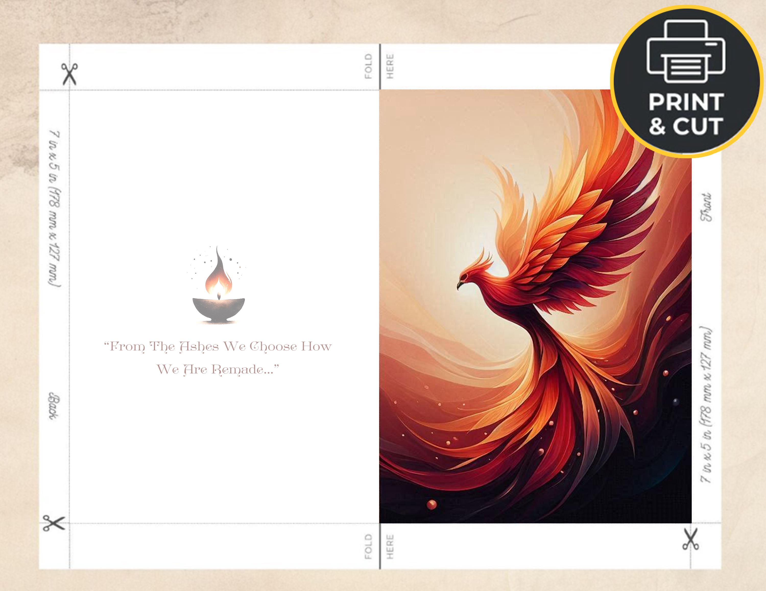 PHOENIX Greeting Card | PRINTABLE Inspirational Design | Blank ...