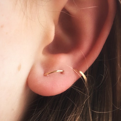 Double Piercing Circle Earring-two Hole Earring Sterling - Etsy