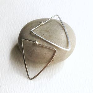 TRIANGLE HOOPS, HAMMERED Hoops, Silver Hoops, Silver Hammered Wire ...